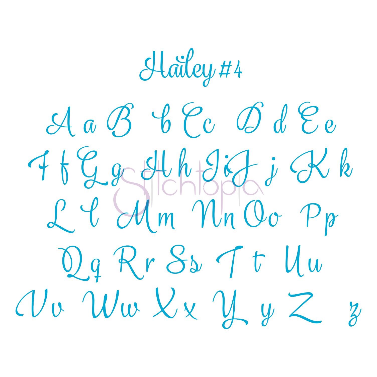 Hailey Embroidery Font #4 – .5" 1″ 1.5" 2″ 2.5" 3″ - 11 Formats BX ...