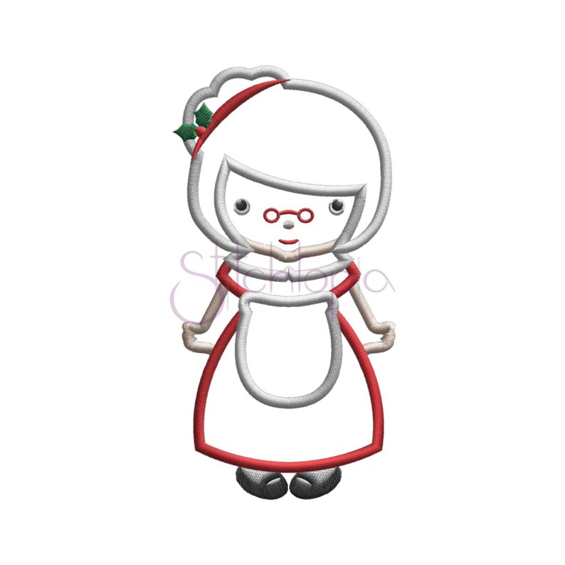 Christmas Mrs Claus Applique Design Christmas Embroidery | Etsy
