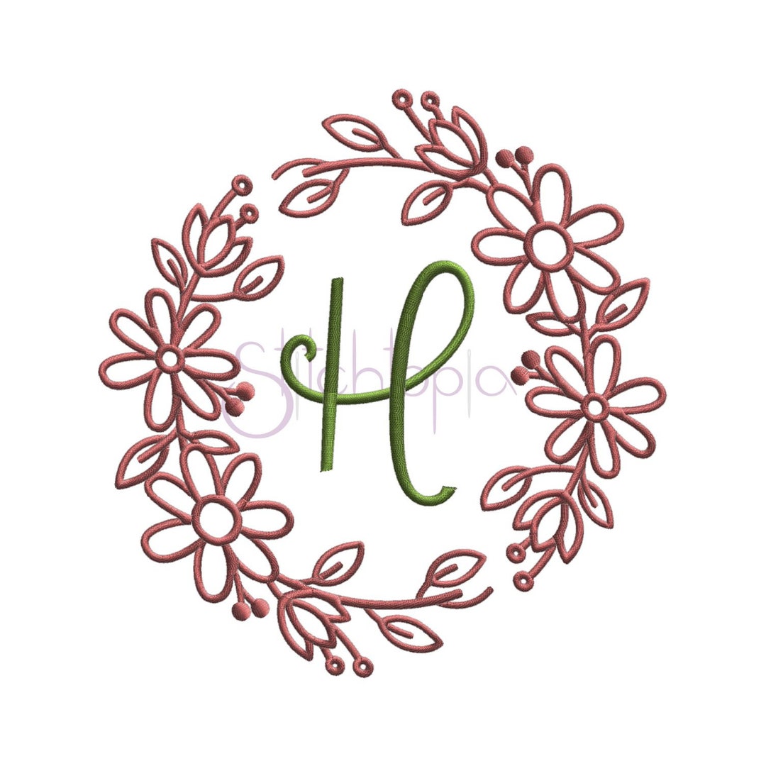 Floral Embroidery Monogram Frame - 6 Sizes Formats Included: Dst Exp ...