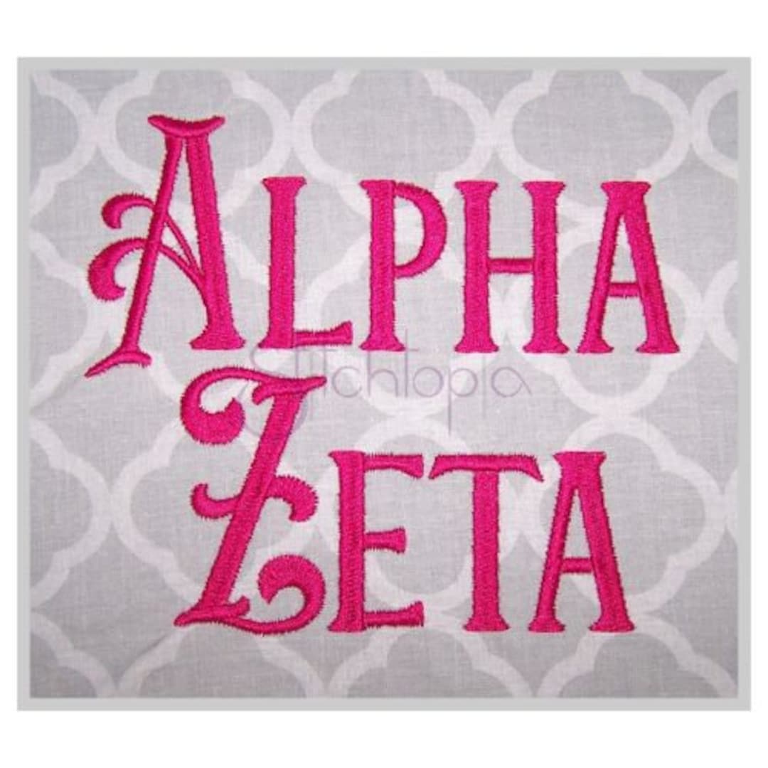 Alpha Zeta Embroidery Font 2.5" 3" 3.5" 4" 5" Format Bx Dst Exp Hus Jef Pes Sew Shv Vip Vp3 Xxx ...