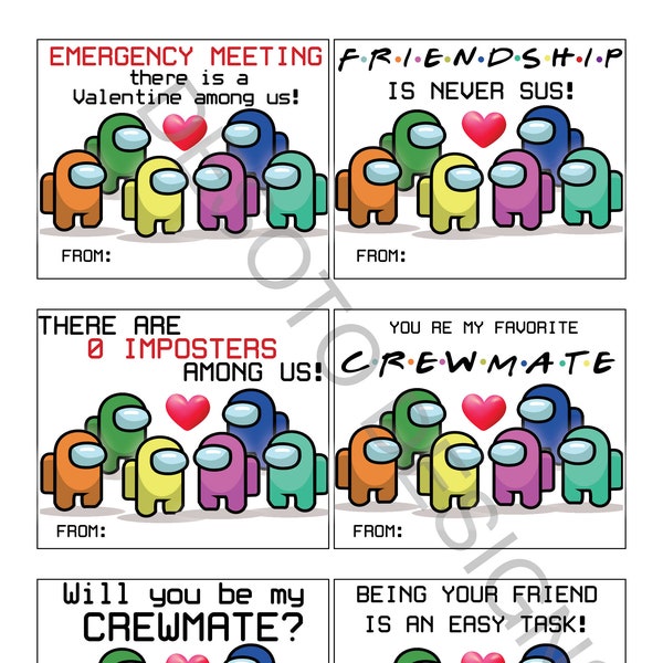 Among Us Valentine Card - Etsy