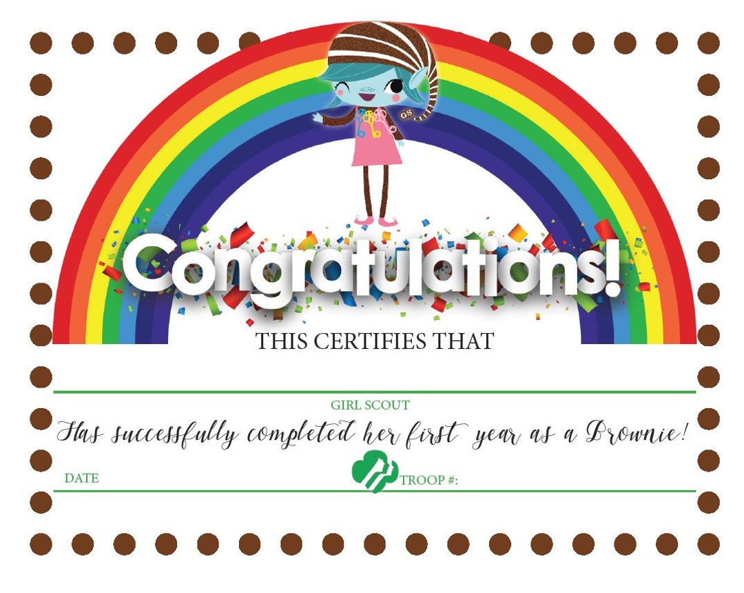 Girl Scouts First Year Brownie Completion Certificate - Etsy