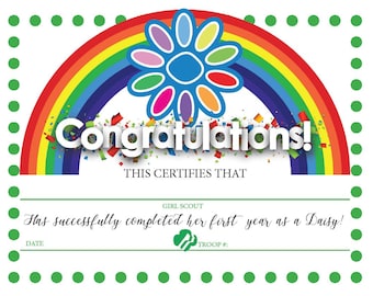 Girl Scouts Second Year Daisy Completion Certificate | Etsy