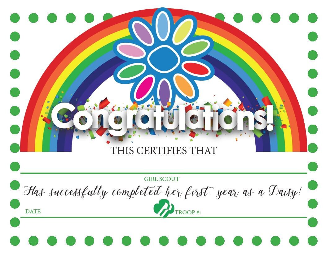 Girl Scouts First Year Daisy Completion Certificate - Etsy