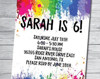 Splatter Paint Invitation | Etsy