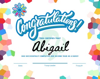 Daisy Girl Scout 1st and 2nd Year Certificate of Completion ...