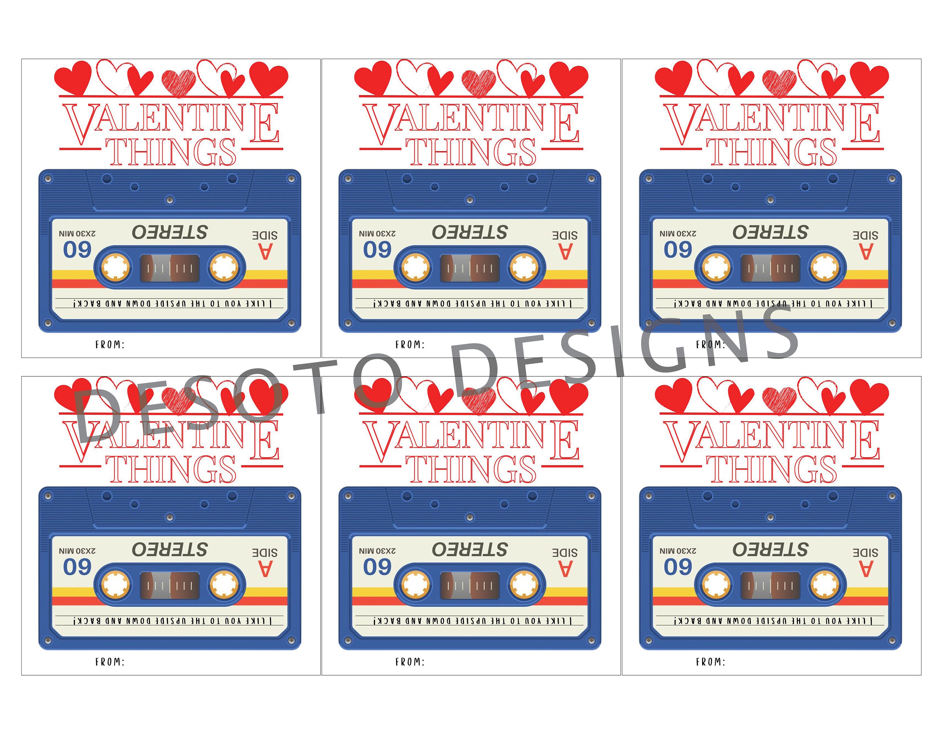 Printable Stranger Things Valentine's Cards - Etsy