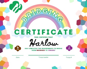 Girl Scout Bridging Certificate - Brownies to Juniors Printable - Etsy
