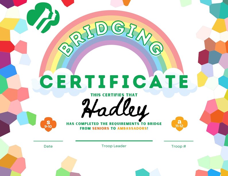 Girl Scout Bridging Senior to Ambassador - Etsy
