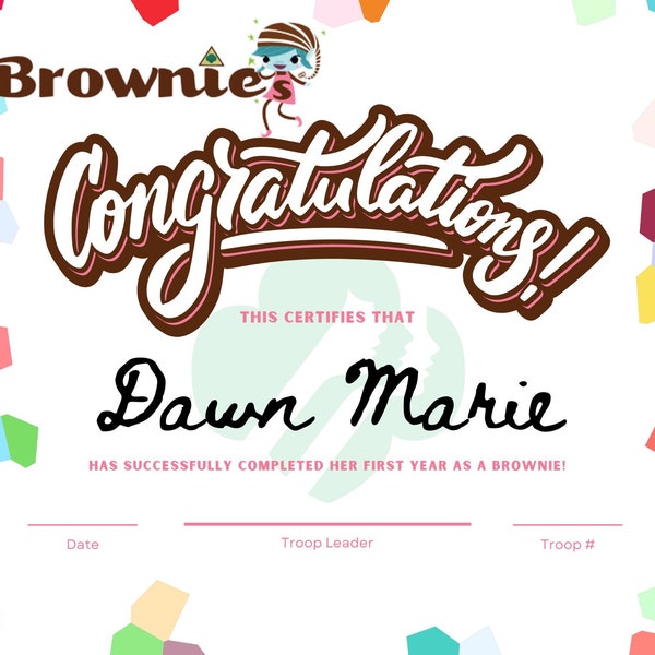 Brownie Certificate - Etsy