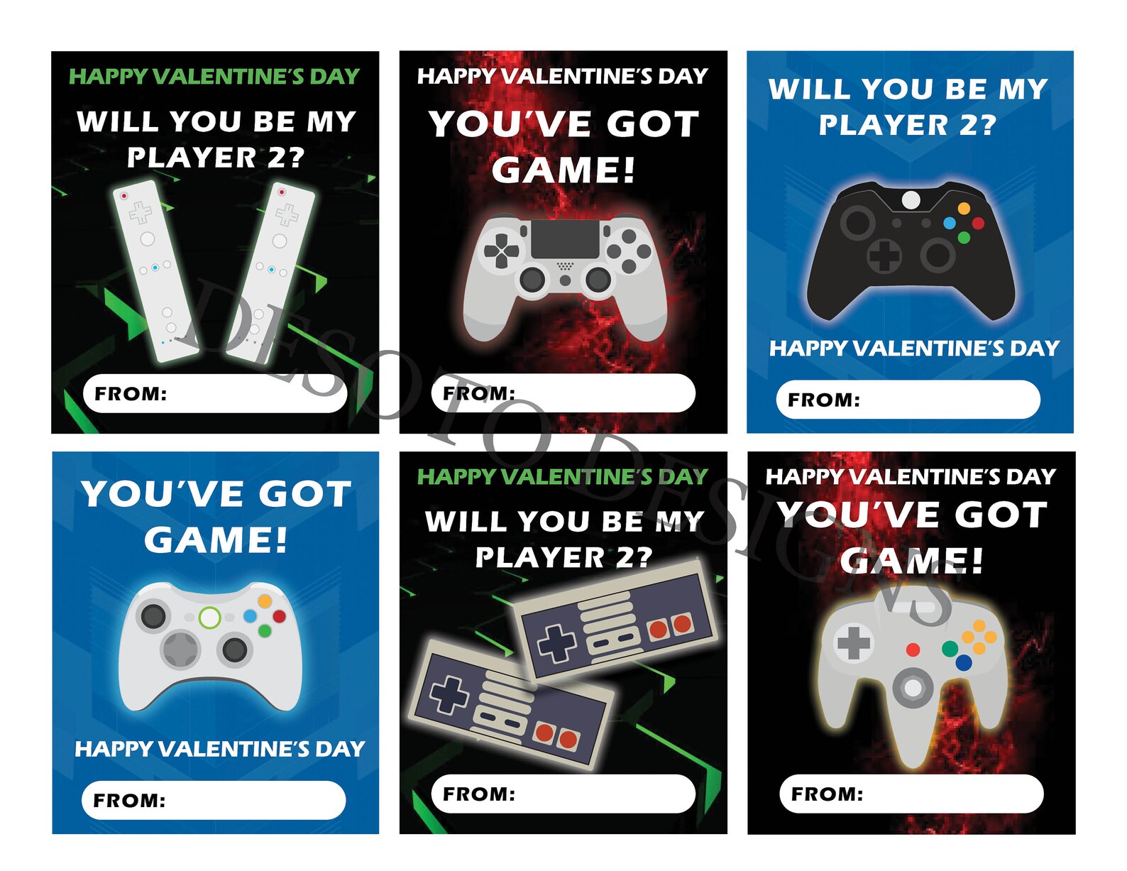 Printable Video Game Valentine's Cards - Gaming Cards - Boys Digital ...