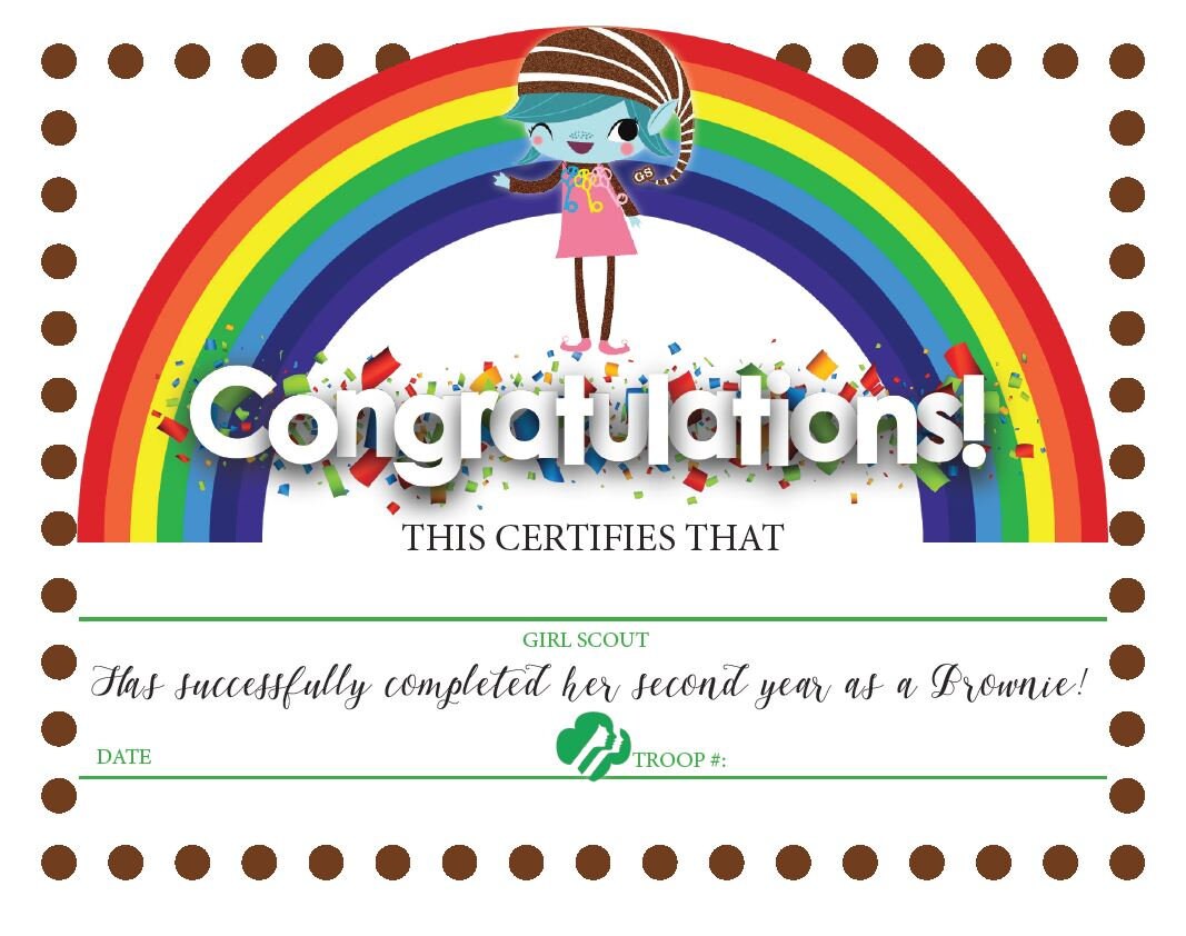Girl Scouts Second Year Brownie Completion Certificate - Etsy