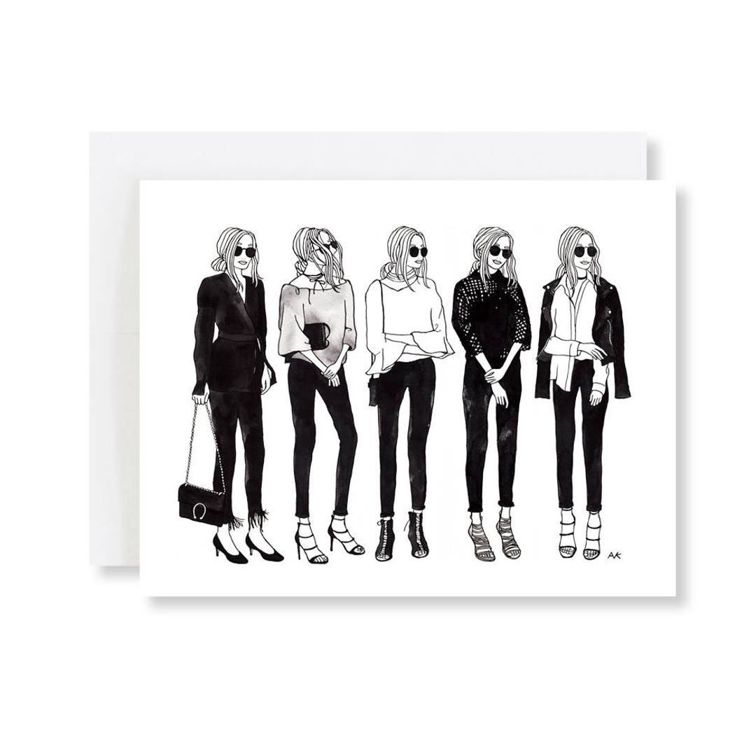 Fashion Illustration Card/ Stylish Fashion Card/ Minimalist Birthday ...