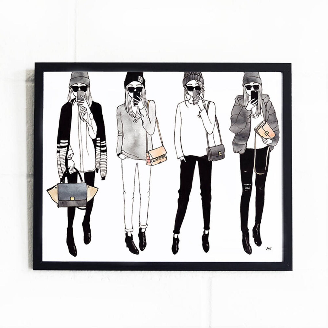 Fashion Poster/ Fashion Illustration/ Bedroom Wall Decor/ Friendship ...