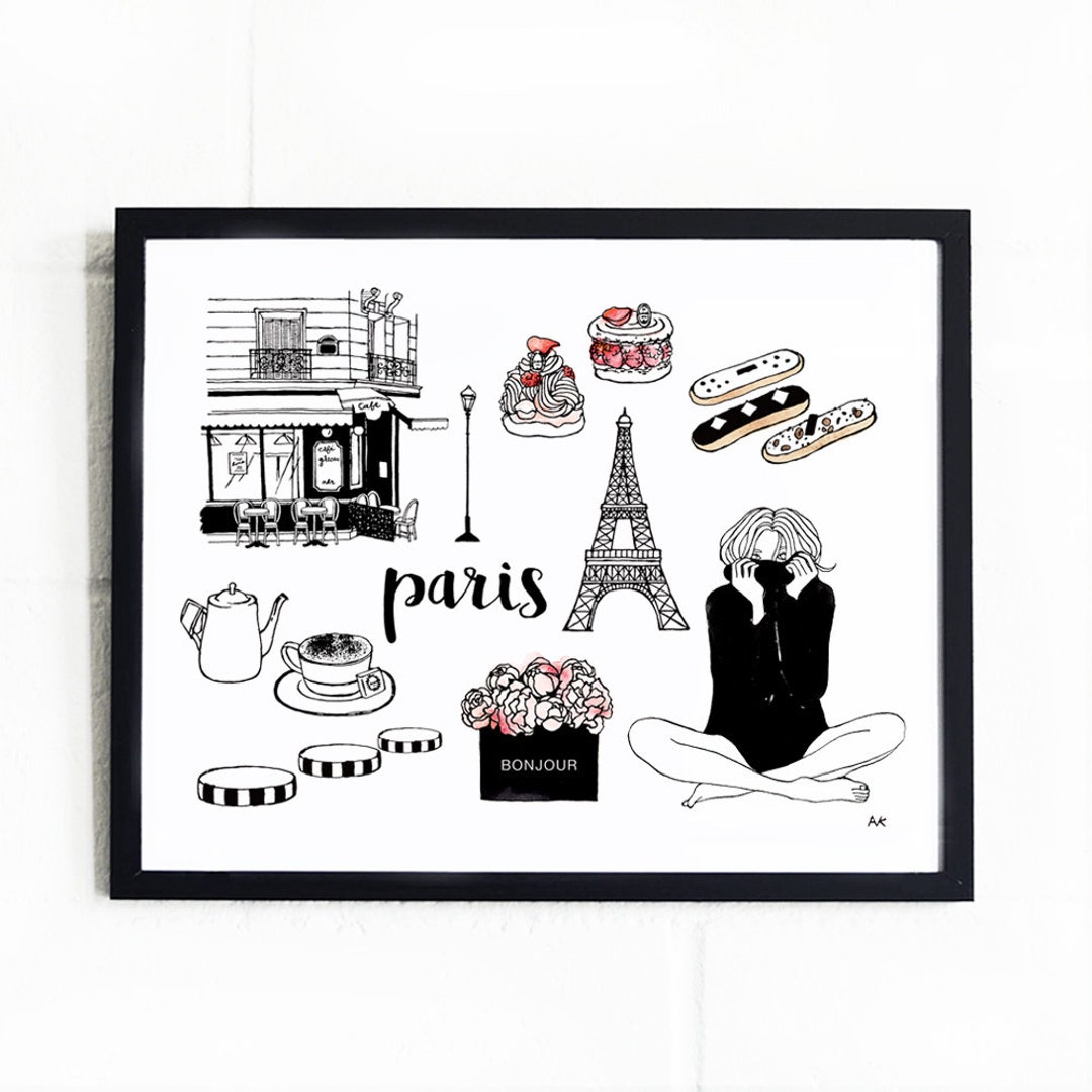 Paris Print/ Fashion Illustration/ Paris Wall Art/ Bedroom Wall Decor ...
