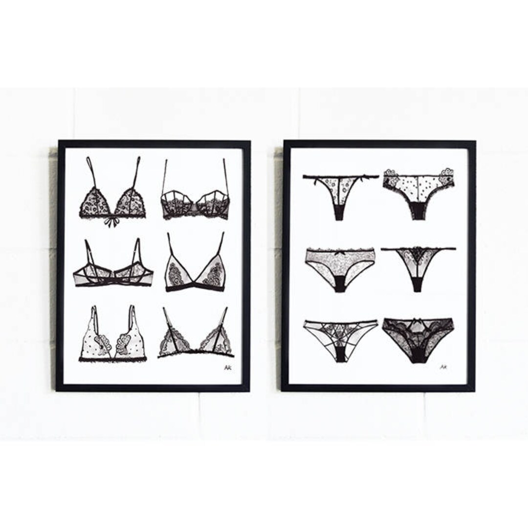 Lingerie Art Set Of 2 Prints Bedroom Wall Art Lingerie Art Print
