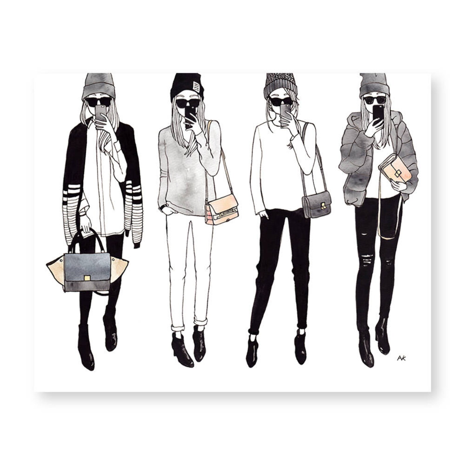 Fashion Poster/ Fashion Illustration/ Bedroom Wall Decor/ Friendship ...