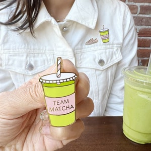 Matcha Enamel Pin/ Team Matcha Pin/ Green Tea Lapel Pin/ Best Friend ...