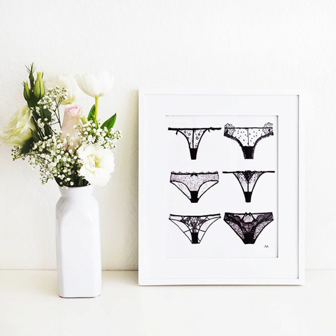Panty Print/ Lingerie Art/ Bathroom Wall Decor/ Lingerie Wall Art/black ...