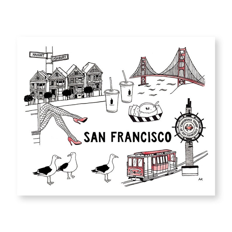 San Francisco Art Print / SF Wall Art / Bay Area Design / SF | Etsy