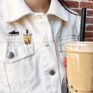 Boba Milk Tea Enamel Pin/ Team Boba Pin/ Bubble Tea Lapel Pin/ Boba Tea ...