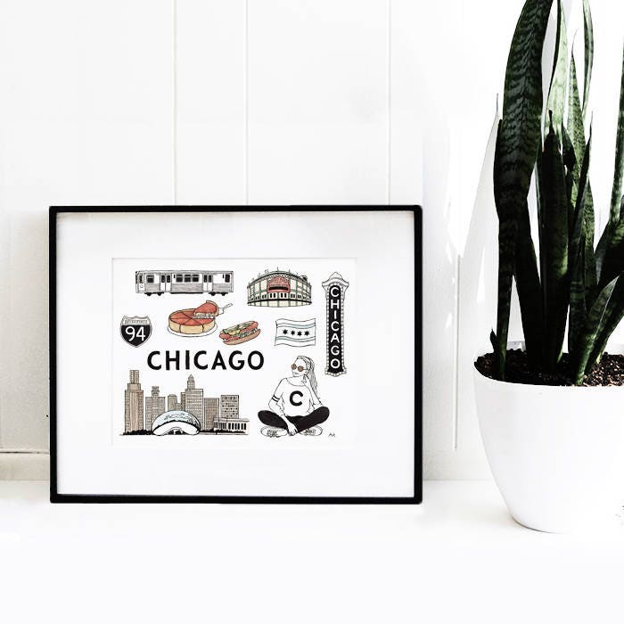 Chicago City Poster / Chicago City Print / Chicago Print / - Etsy