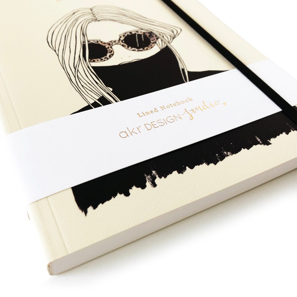 Fashion Girl Notebook/ Fashion Illustration/ Lined Notebook/ - Etsy