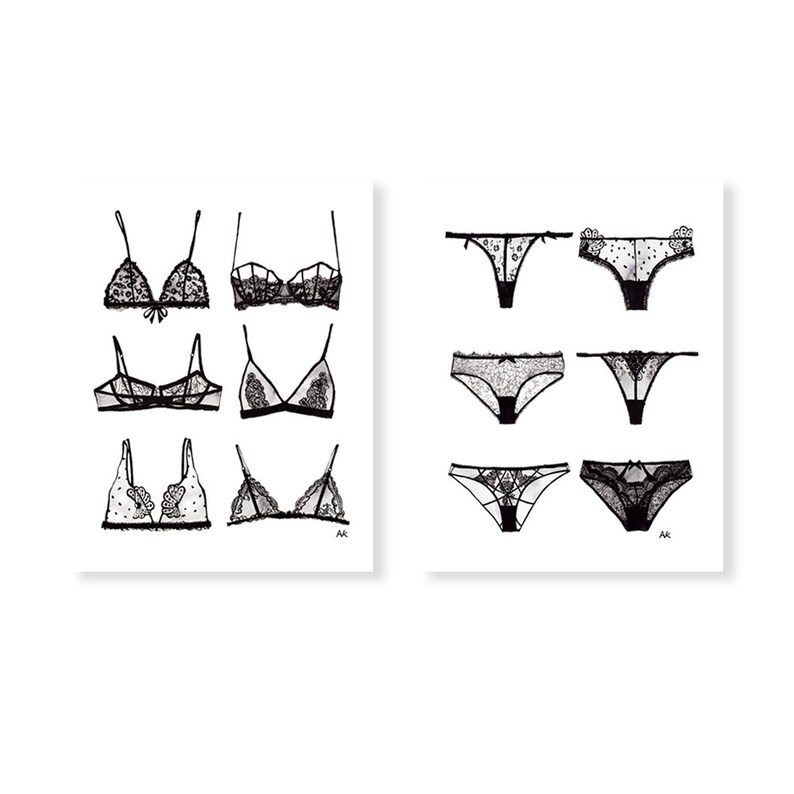 Lingerie Art Set of 2 Prints/ Bedroom Wall Art/ Lingerie Art - Etsy