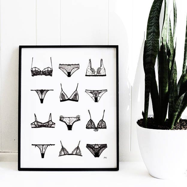 Lingerie Wall Art/ Laundry Room Decor/ Bedroom Wall Decor / - Etsy