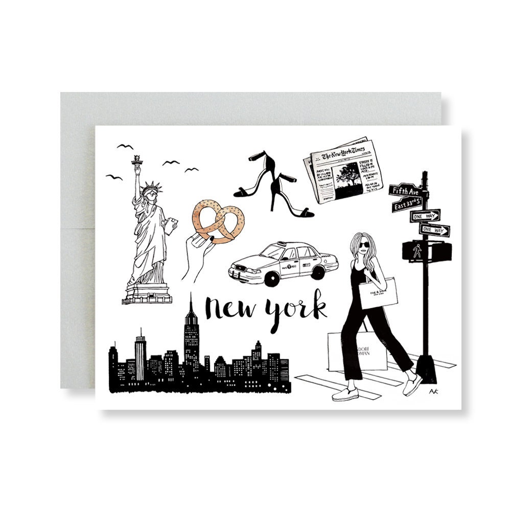 New York Card/ New York City Art/ Fashion Illustration/ NYC - Etsy