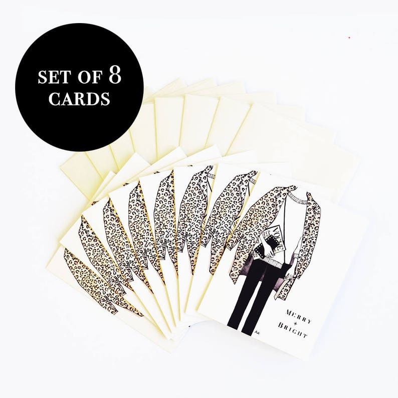 Christmas Card Set of 8 / Stylish Holiday Card/fashion - Etsy