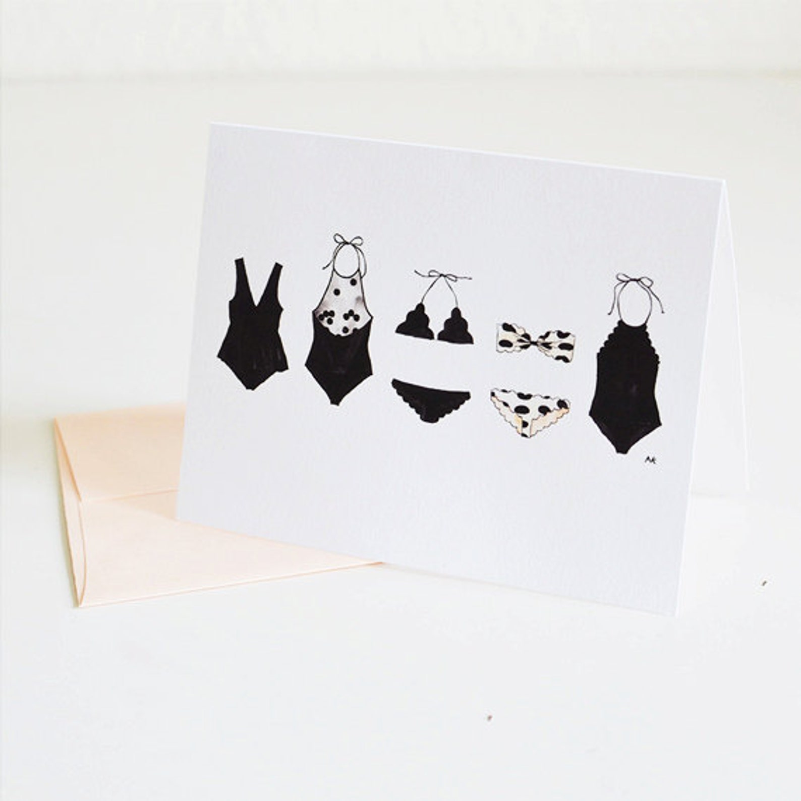 Bikini Card / Fashion Illustration Card / Bikini Gift / Blank | Etsy