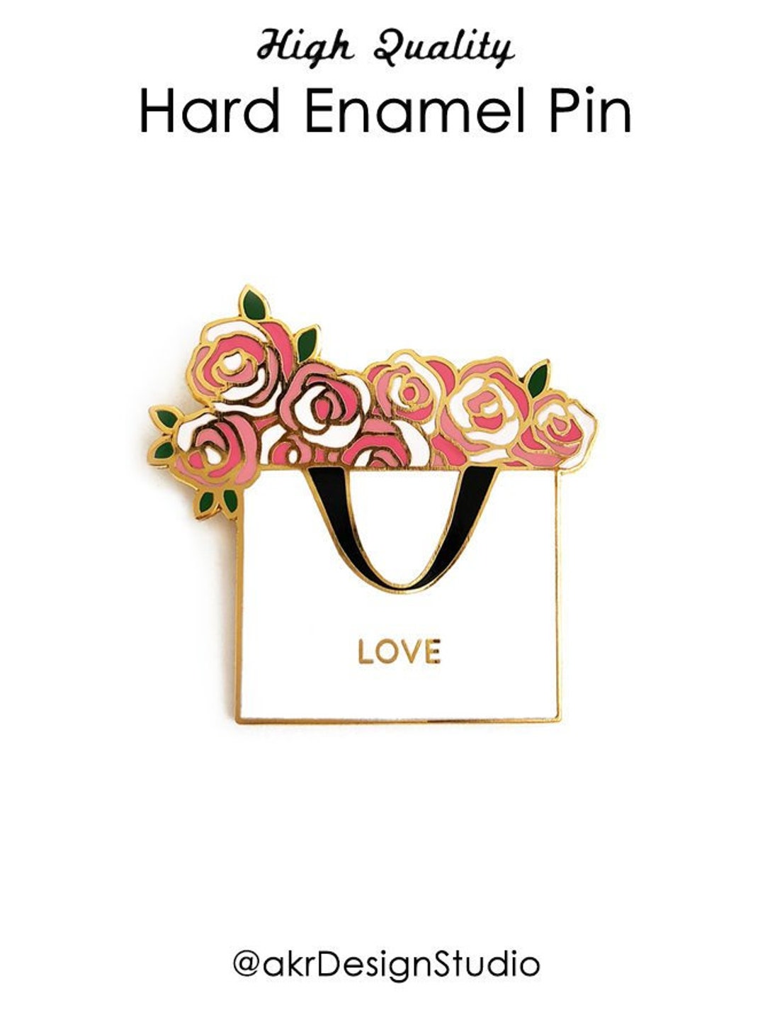 Love Enamel Pin/pink Floral Pin / Gift for Women / Christmas Gift ...