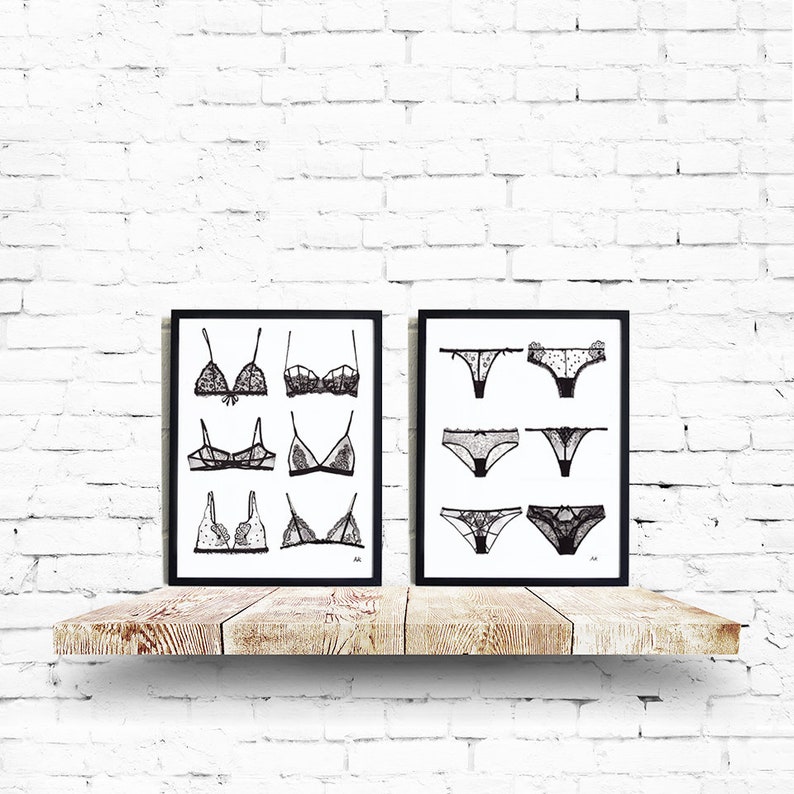 Lingerie Art Set of 2 Prints/ Bedroom Wall Art/ Lingerie Art - Etsy