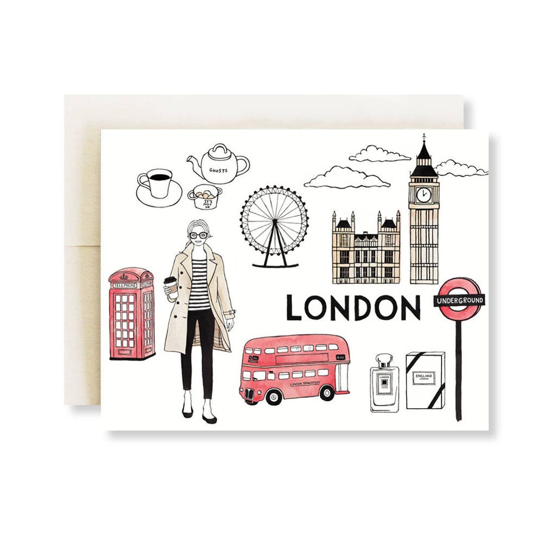 London Card/ London City Card/ Fashion Illustration/ London Birthday ...