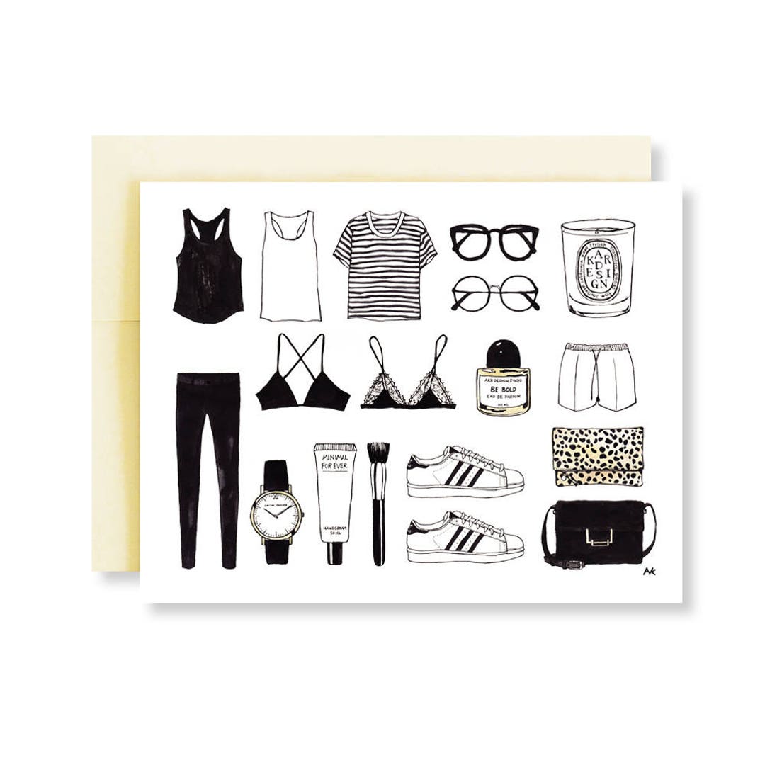 Fashion Illustration Card/ Fashion Card/ Stylish Greeting Card/ Blank ...