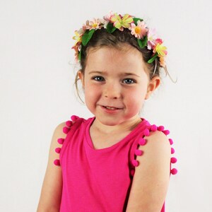 Girl's Pink Flower Crown Headband - Etsy