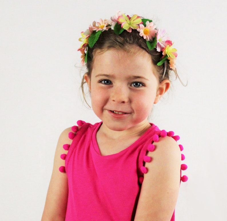Girl's Pink Flower Crown Headband | Etsy