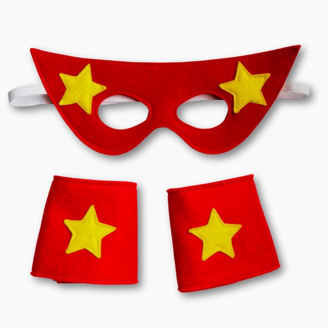 Wool Felt Superhero Mask and Cuffs Costume Set - Etsy