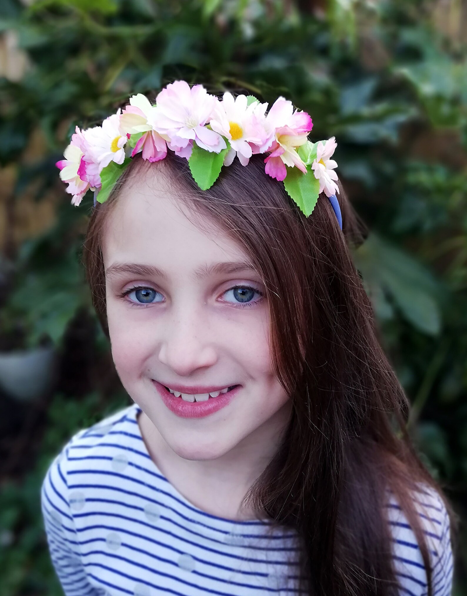 Girl's Pink Flower Crown Headband - Etsy