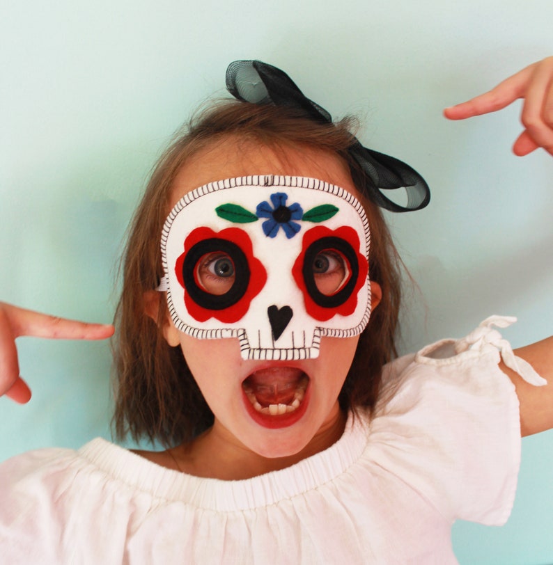 Child's Sugar Skull Halloween Mask Day of the Dead Mask | Etsy