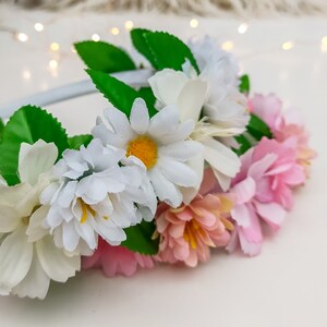 Girl's Pink Flower Crown Headband - Etsy