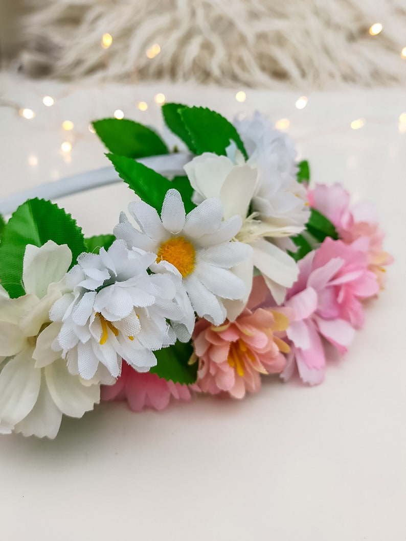 Girl's Pink Flower Crown Headband - Etsy