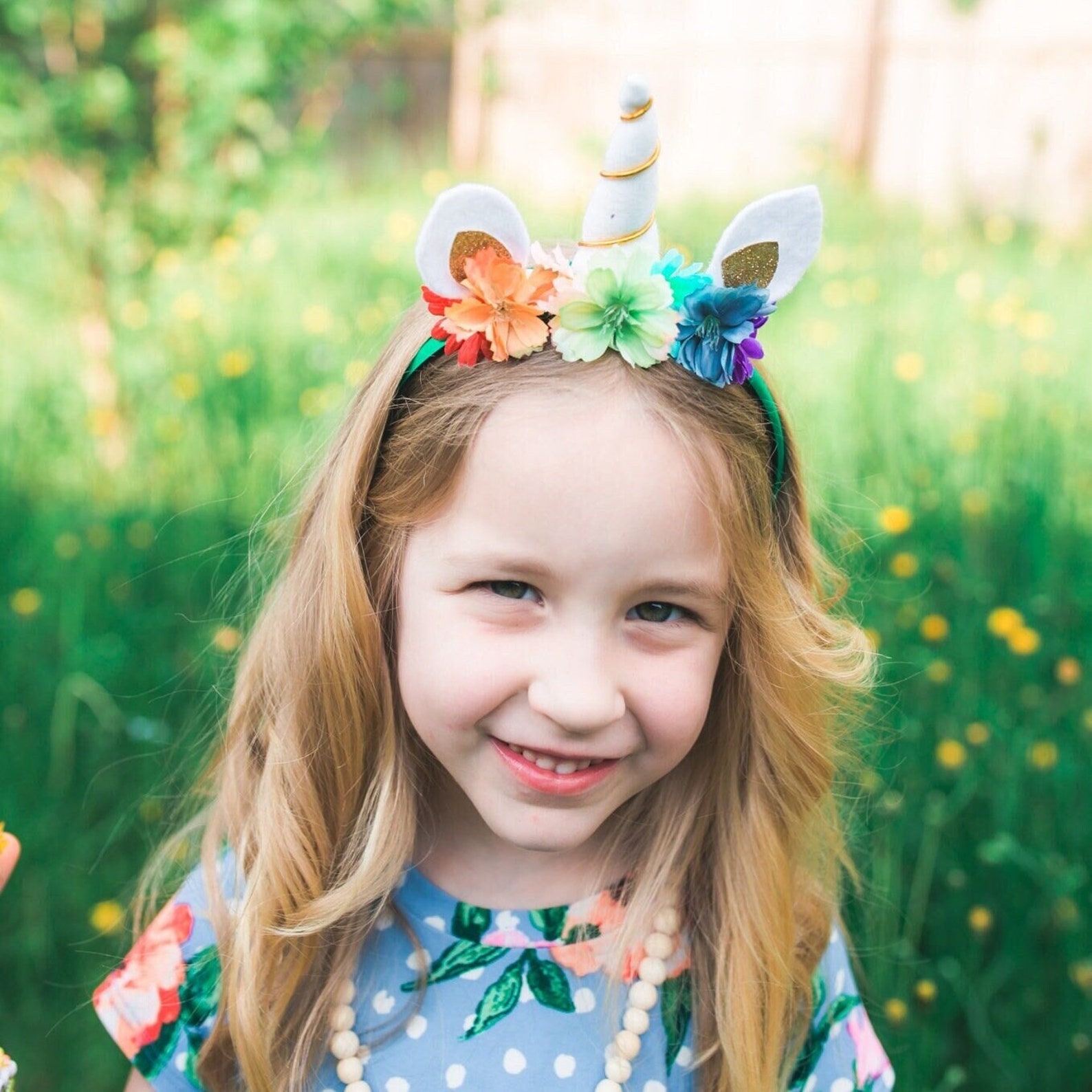 Handmade Rainbow Floral Unicorn Headband for Children - Etsy