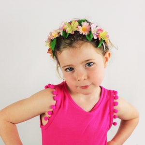 Girl's Pink Flower Crown Headband - Etsy