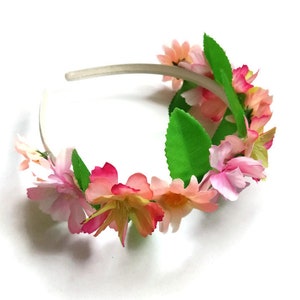 Girl's Pink Flower Crown Headband - Etsy
