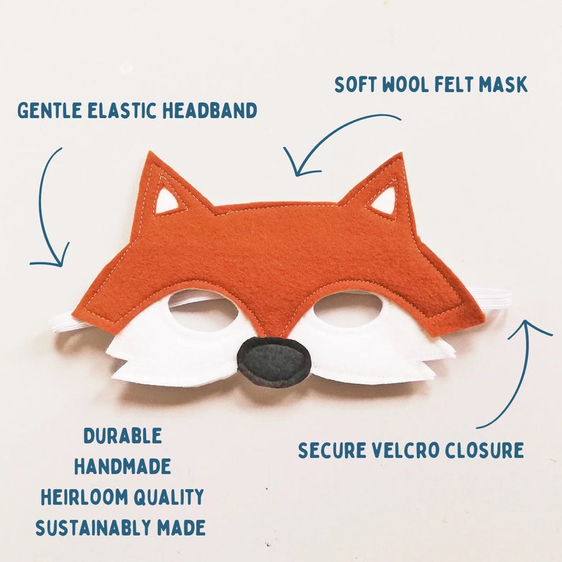 Fox Mask for Kids - Eco-friendly Felt Costume, Unisex Wildlife Dress-up ...