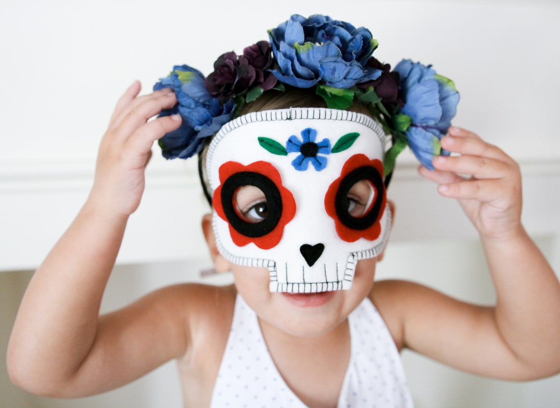 Child's Sugar Skull Halloween Mask Day of the Dead Mask | Etsy