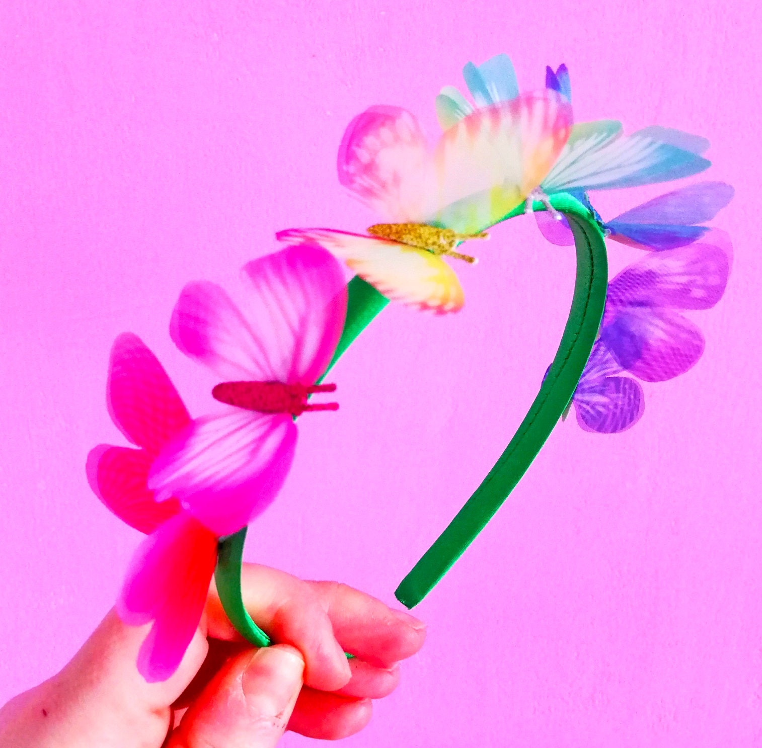 Rainbow Butterfly Crown | Etsy