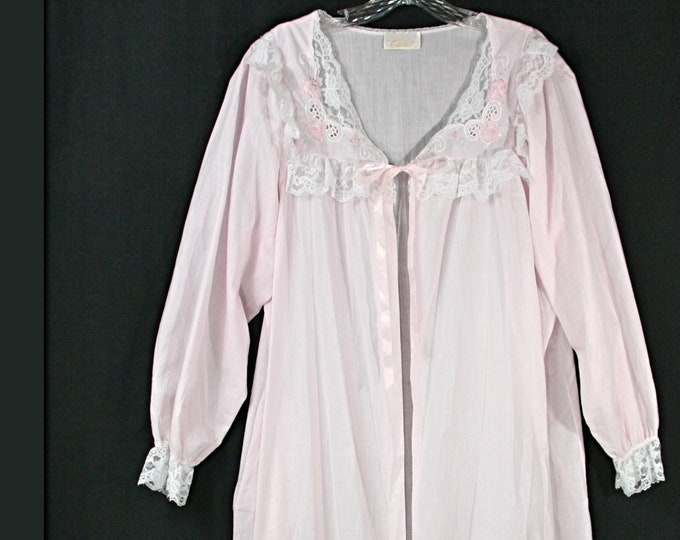 Vintage Cachet Sears Lightweight Lace Trim Long Full Robe With Tie ...